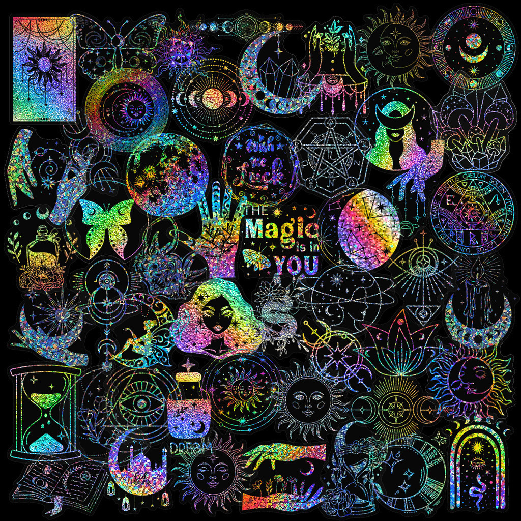 Transparent Magic World Laser Stickers Laser Flash Mobile Phone ...