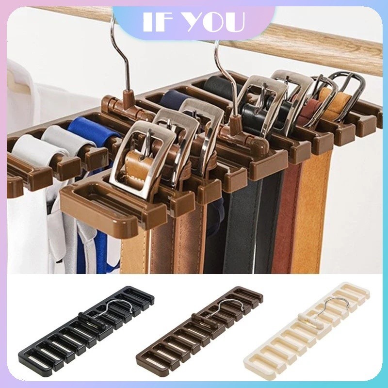 Tie Belt Hanger Belts Scarf Hanging Organizer Rotating 10 Card Slots ...