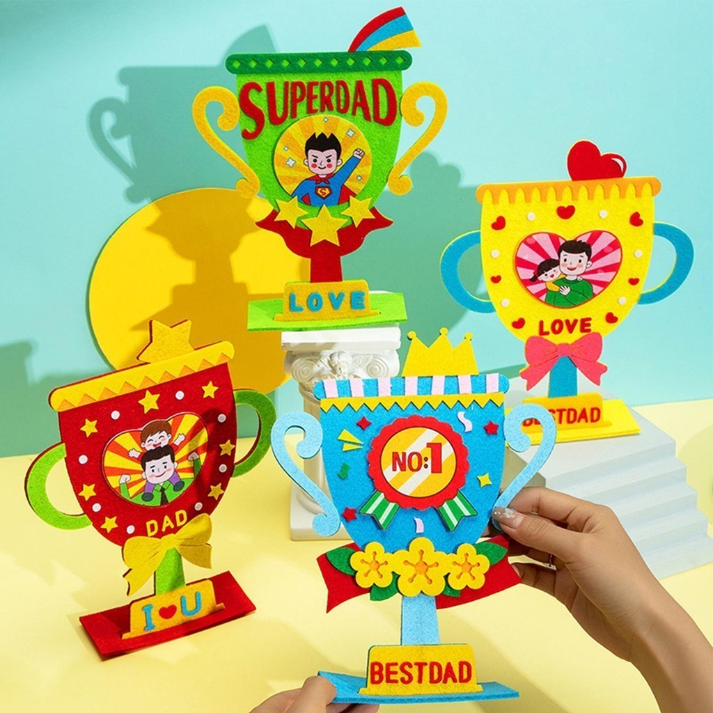 Craft Father's Day Trophy Kit Nonwoven Fabric DIY Father's Day Trophy ...