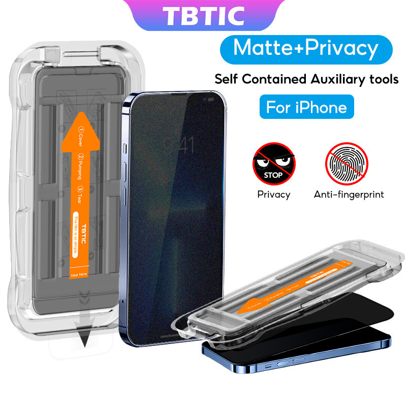 TBTIC Privacy Matte Tempered Screen Protector For iPhone 16 15 14 Plus ...