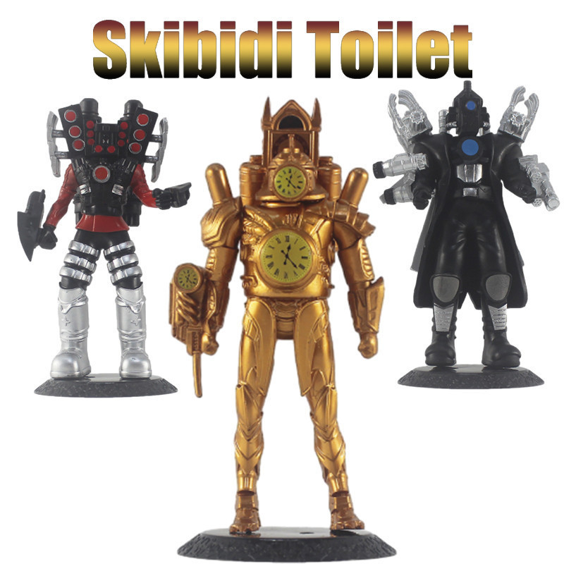 Skibidi Toilet Red Gold Titans Clock Man Action Figure Clockman ...