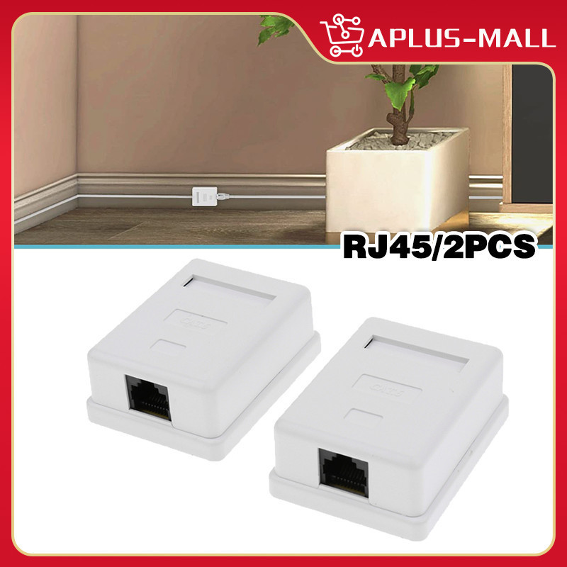 2pcs Cat6 2 Port Modular Box Surface Mount Box RJ45 Network Internet ...