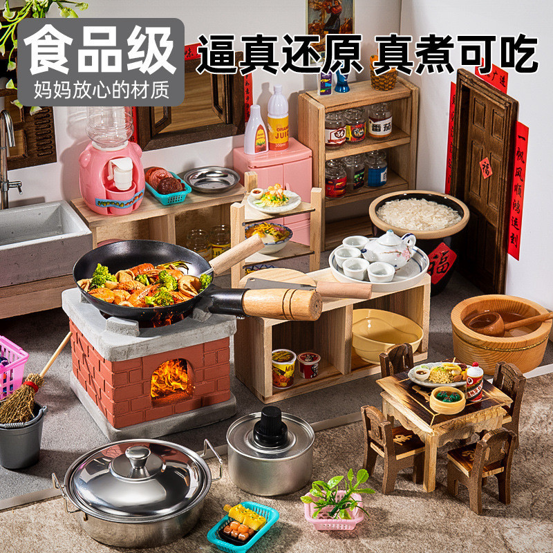 Mini Kitchen Real Cooking Set Toys Real Version Cooking Can Eat Girls ...