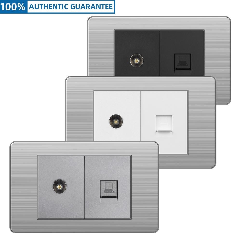 VISWE wall socket lan socket tv socket black socket white socket grey ...