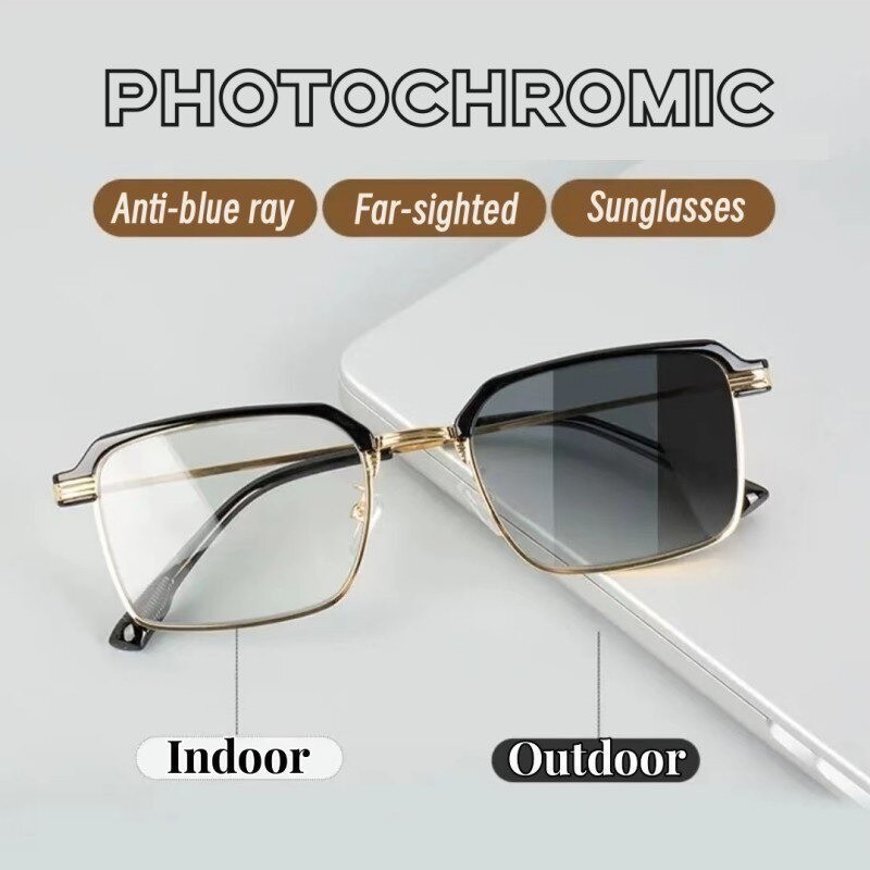 +100 To +400 Photochromic Reading Glasses for Women Men Fashion Anti ...