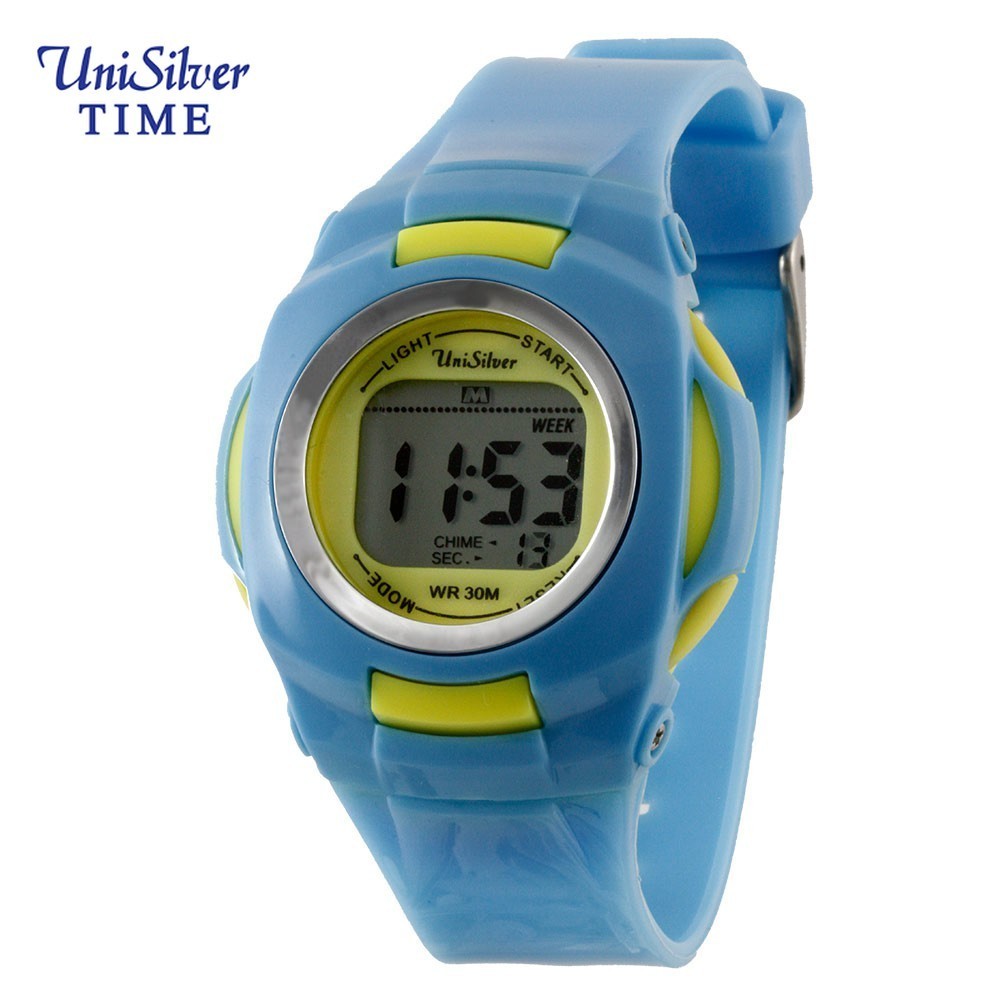 UniSilver TIME Champster Kid's Light Blue / Yellow Digital Rubber Watch ...