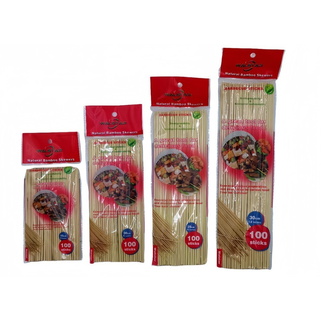 Walstar 100pc/pack Natural Bamboo Skewers Barbecue Sticks Disposable ...