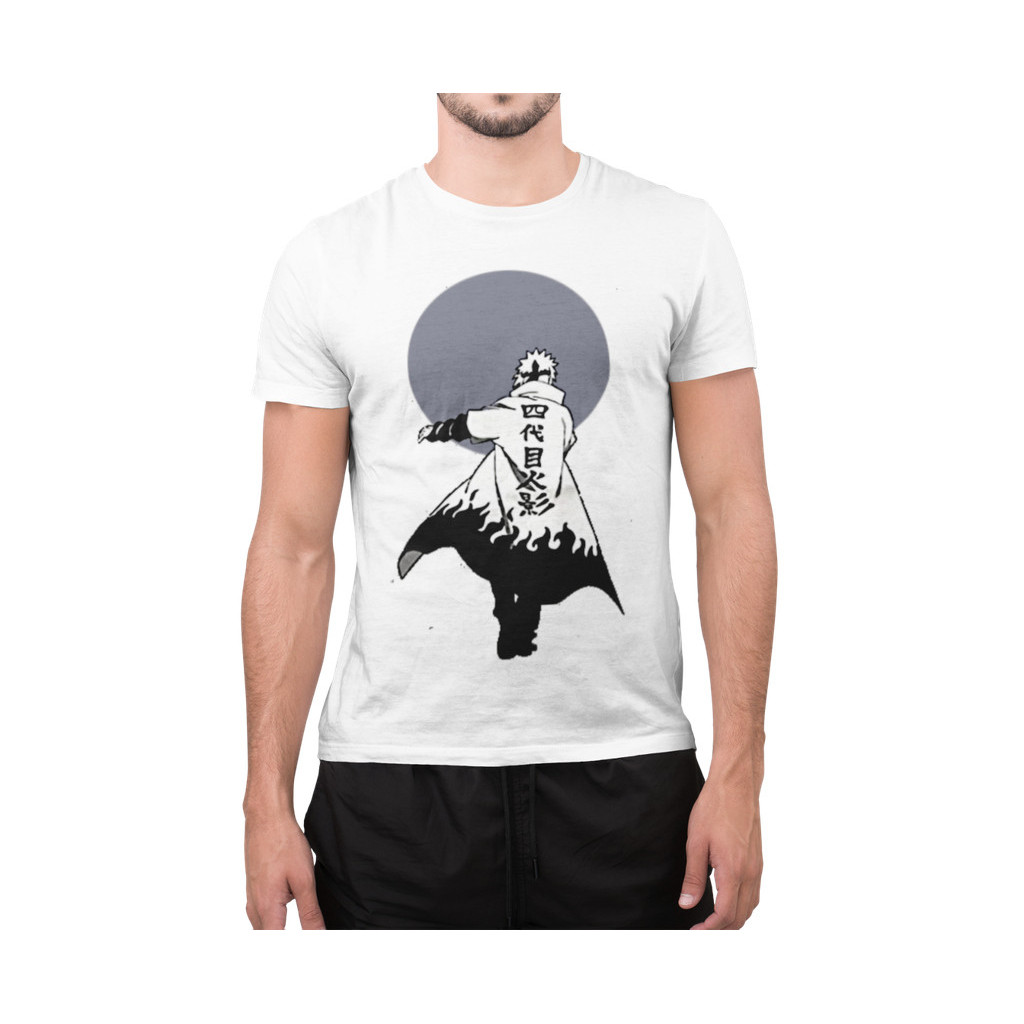 Naruto Minato Back With Moon Legendary Ninja Anime Manga Mens Organic T ...