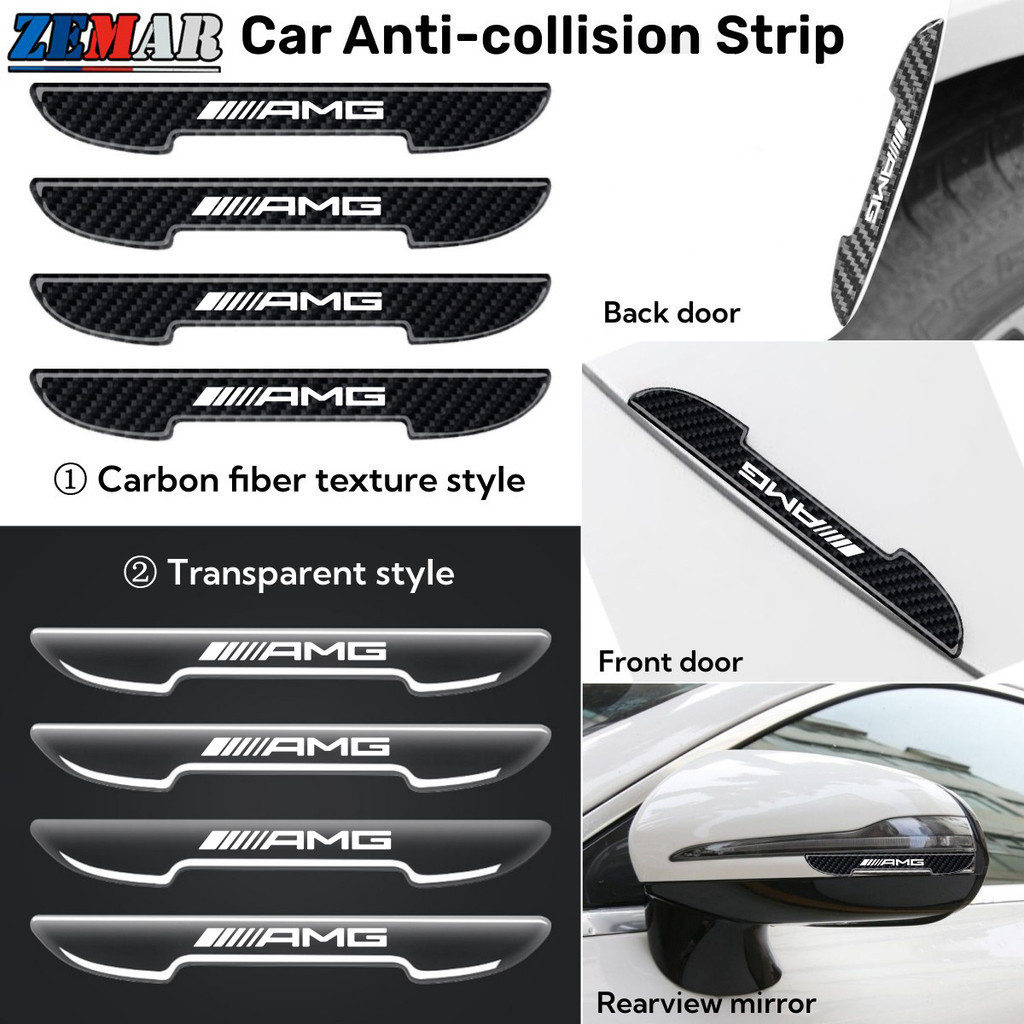 4Pcs Mercedes AMG Car Door Anti-Collision Strip Auto Handle Rear View ...