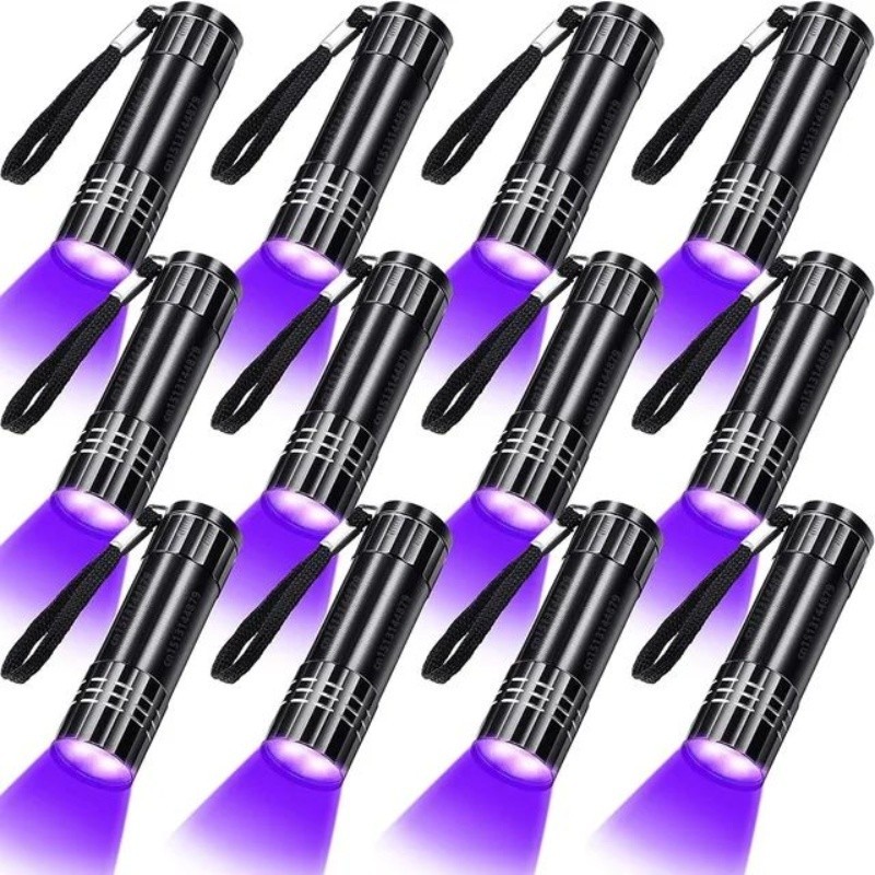 Ultraviolet 9 LED Flashlight Purple Light Torch Lamp - Battery Portable ...