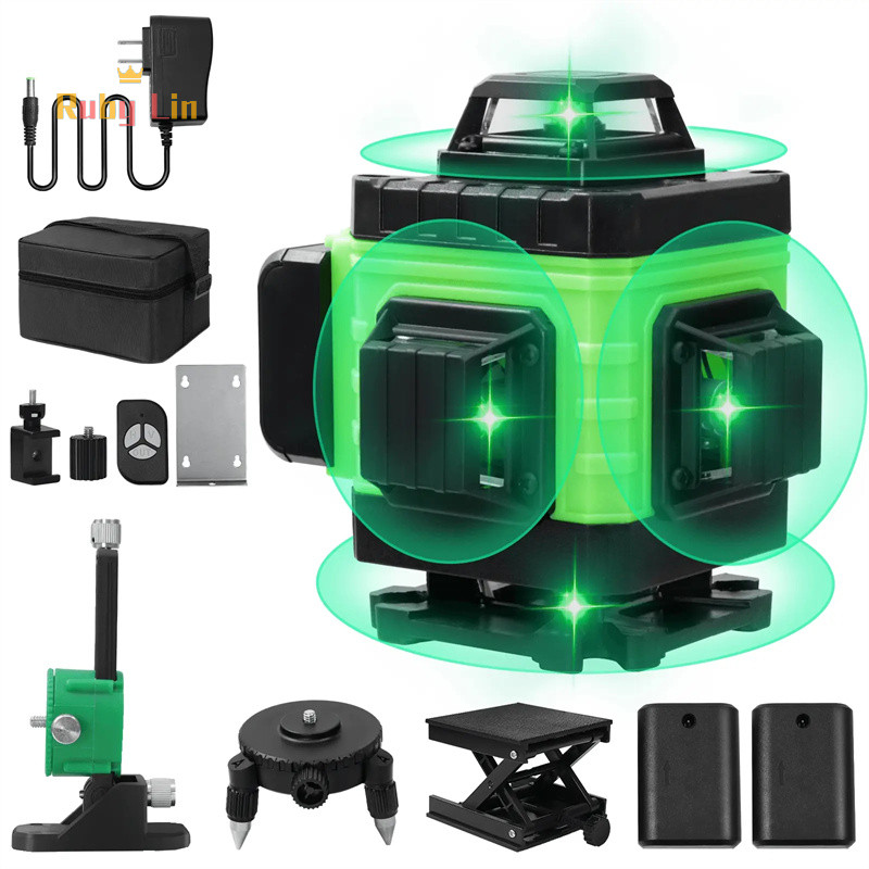 Ruby Lin Green Laser Level 4D 16 Lines Self-Leveling 360 Horizontal ...