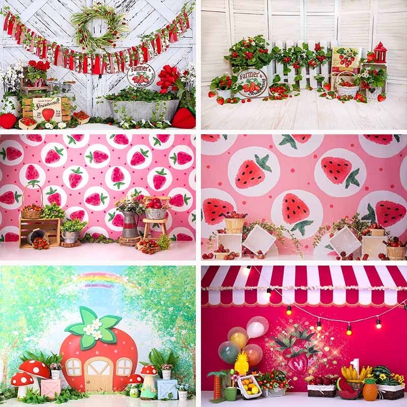 Strawberry Fruit Party Backdrop For Baby Shower New Born Cake Smash Boy ...