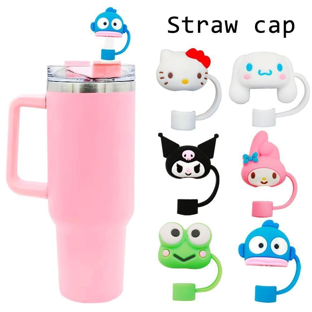 Cartoon Straw Cover Set With Hello Kitty My Melody Kuromi And ...