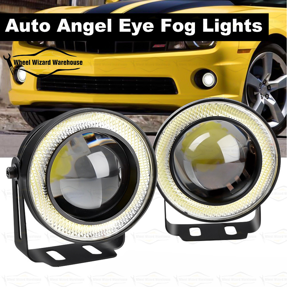 2PCS 3.5 inch Universal Car COB LED Angel Eyes Fog Light Ring Lens ...