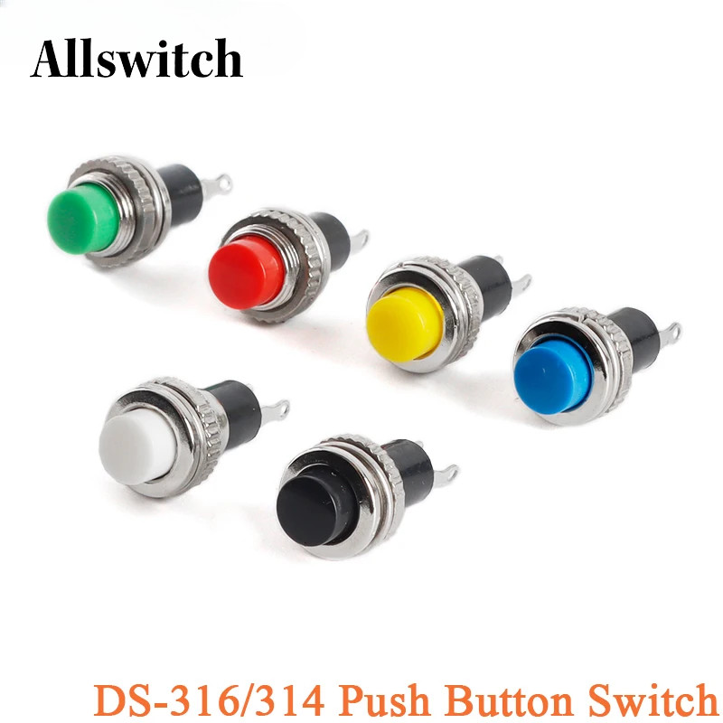 10/5Pcs Push Button Switch DS-316 DS-314 10mm Lock-free Self-reset Momentary ON OFF Push Button ...