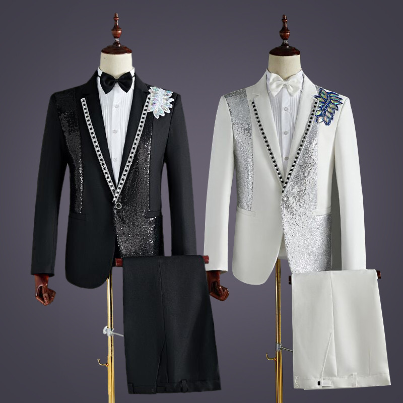 New Style Black White Colored Diamonds Adult Suit Suit Chorus Suit ...