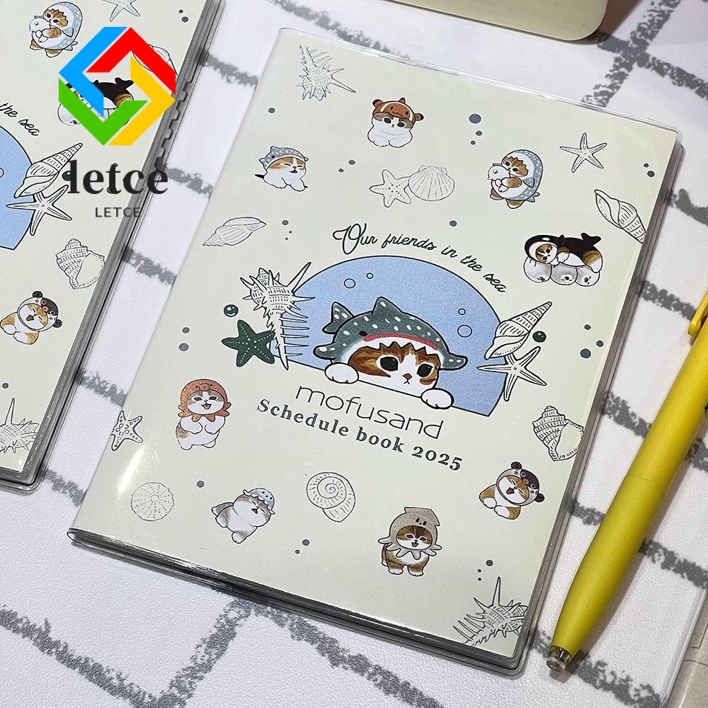 LETCE Shark Cat 2025 Schedule Book, Color Pages DIY Notebook, A6 ...