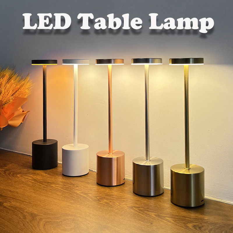【In Stock】LED Wireless Table Lamps 3 Color Changeable & Dimming Type-C ...