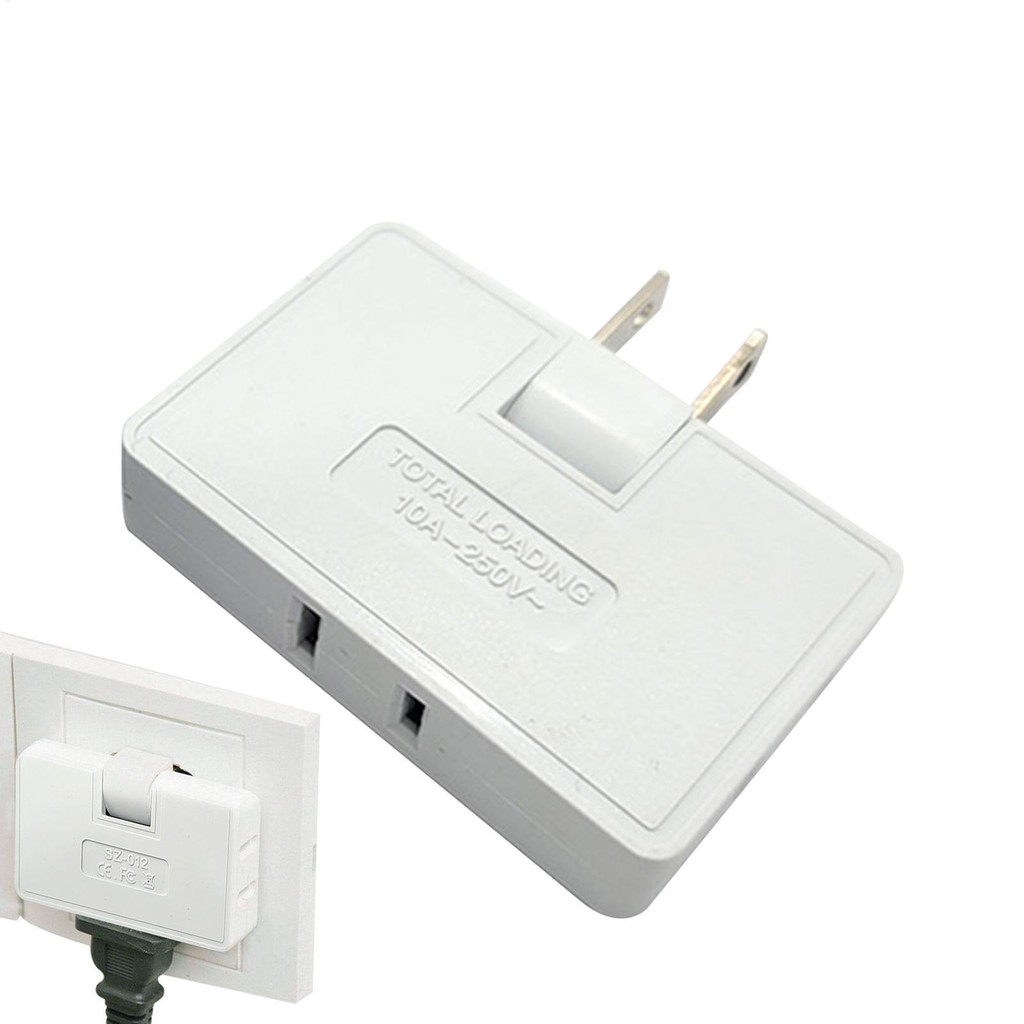 3 in 1 Extension Plug 3 Way Wall Outlet Extender AC Adapter 2-Prong 180 ...