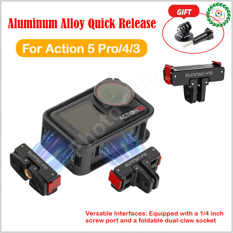 Aluminum Alloy Quick Release Two Claw Adapter For DJI Action 5 Pro/4/3 ...