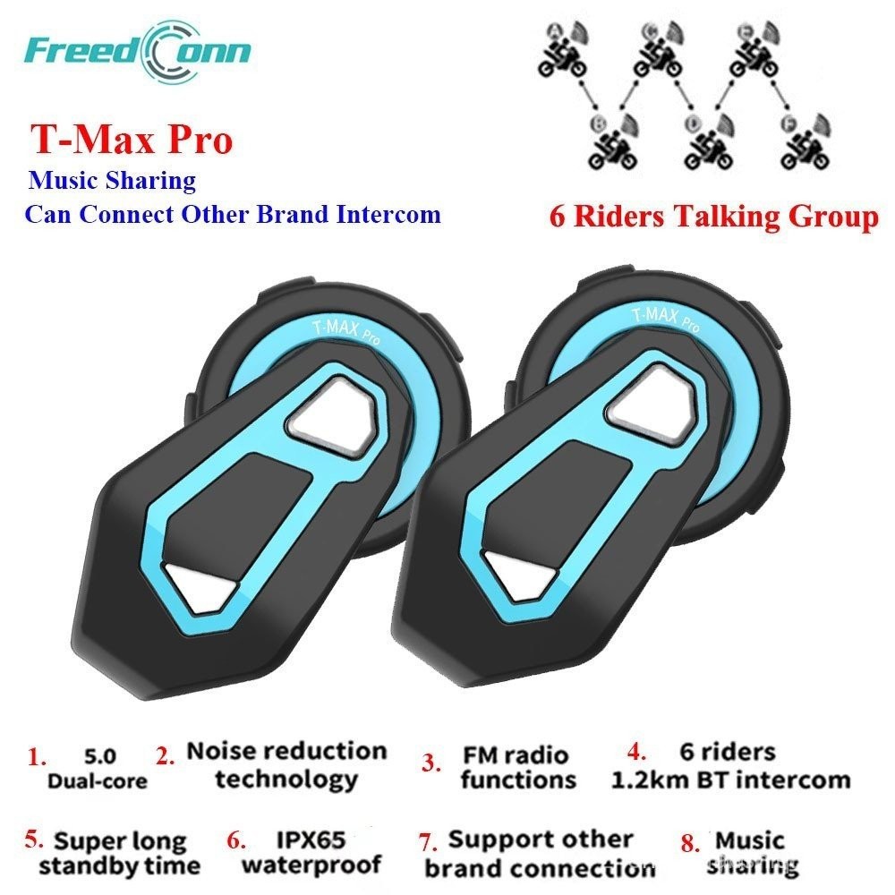 FreedConn TMAX Pro Intercom Motorcycle Helmet Bluetooth Interphone ...