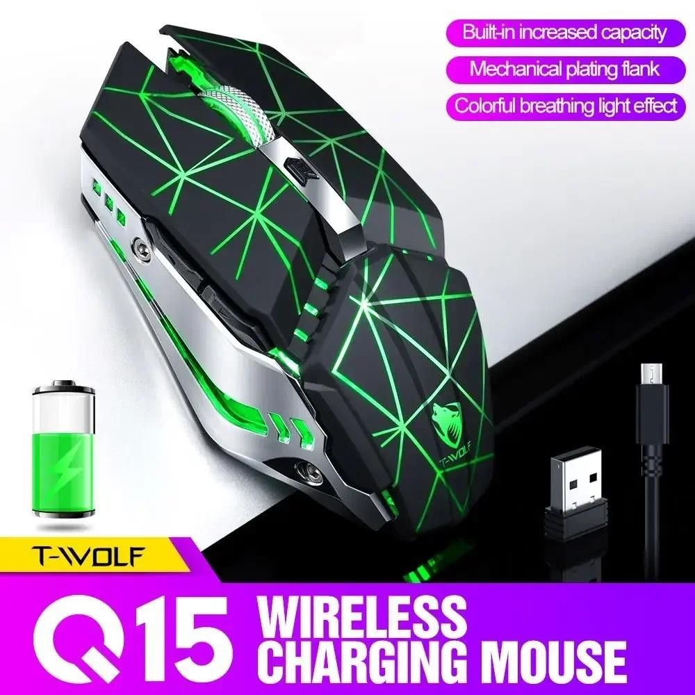 T-WOLF Thunderwolf Q15 Rechargeable Wireless Mouse RGB Glow Game Office ...