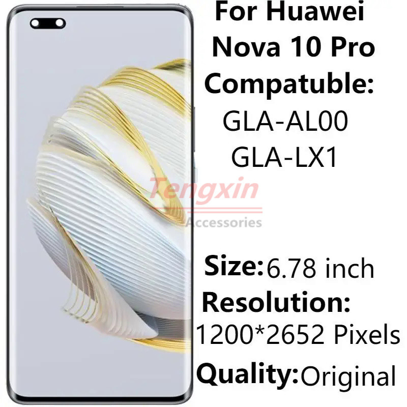 Original AMOLED 6.78" For Huawei Nova 10 Pro GLA-AL00 GLA-LX1 LCD ...