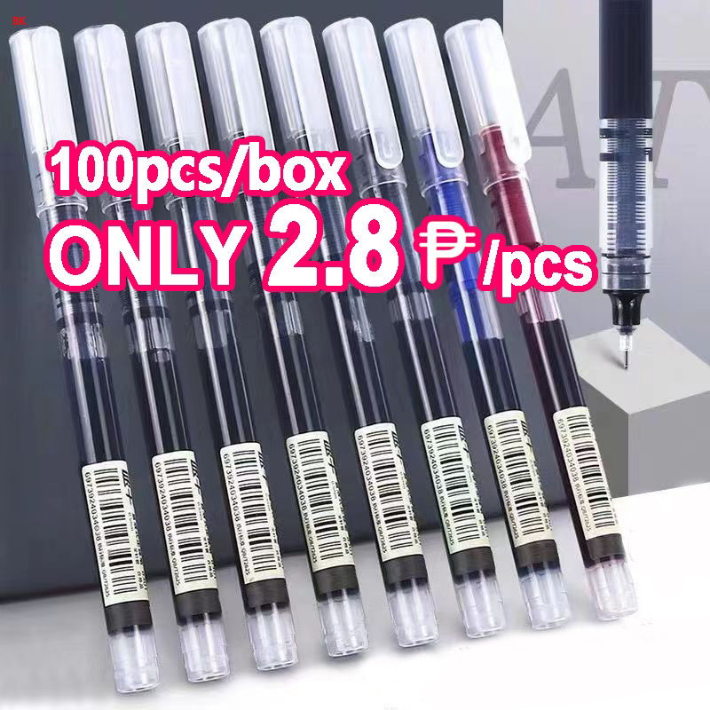 BK 100pcs Straight Liquid Gel Pen 0.5mm Needle Tube Rollerball Quick ...