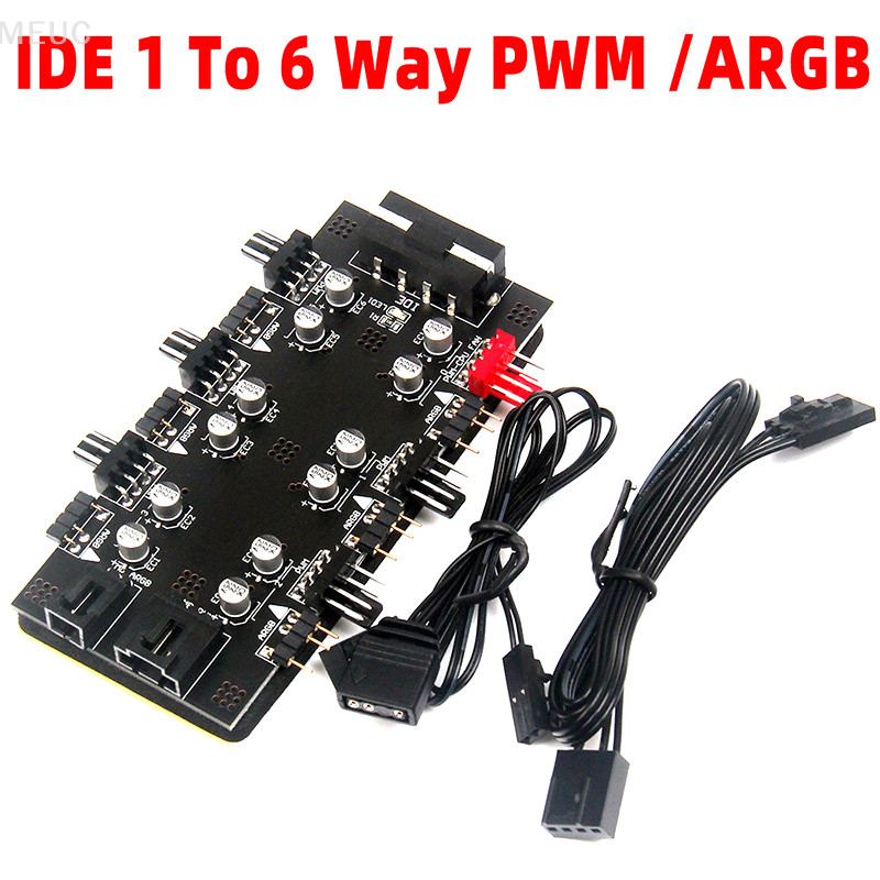 Meuctiffy Computer Motherboard IDE 1 To 6 Channels PWM/ARGB HUB 4-pin ...