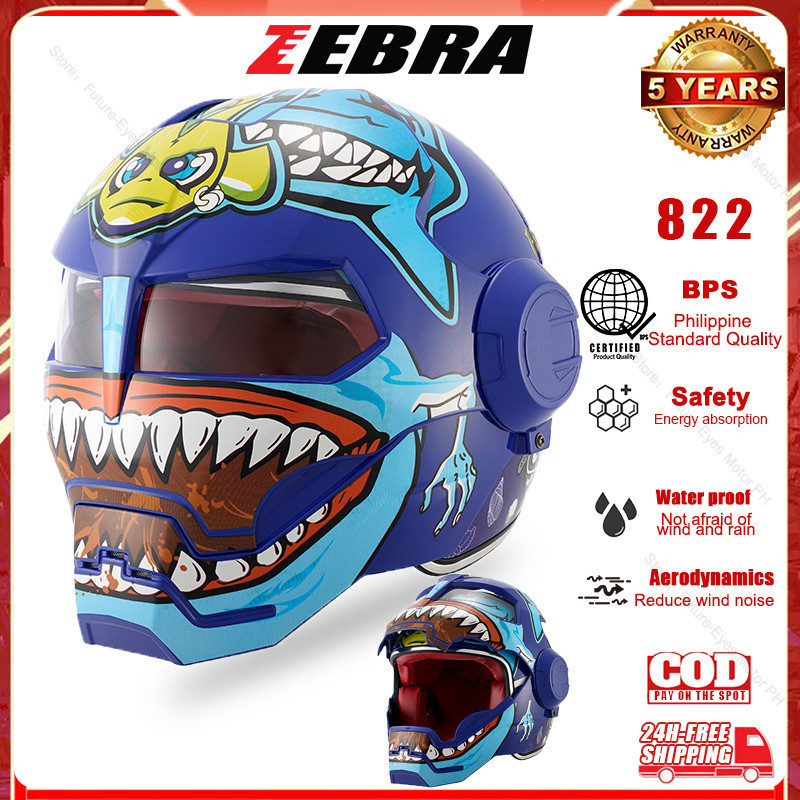 𝗕𝗣𝗦 ZEBRA YM822 shark modular helmet full face for motorcycle Dual ...