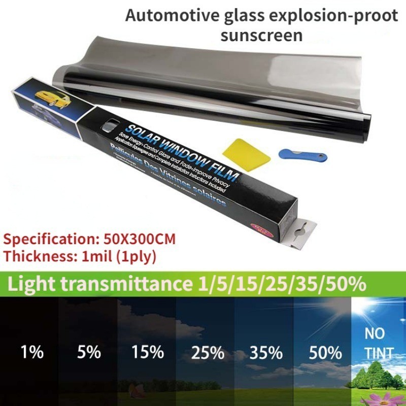 Dark Black Car Window Tint Film Glass 50cmx300cm 1%-50% Roll Summer Car ...