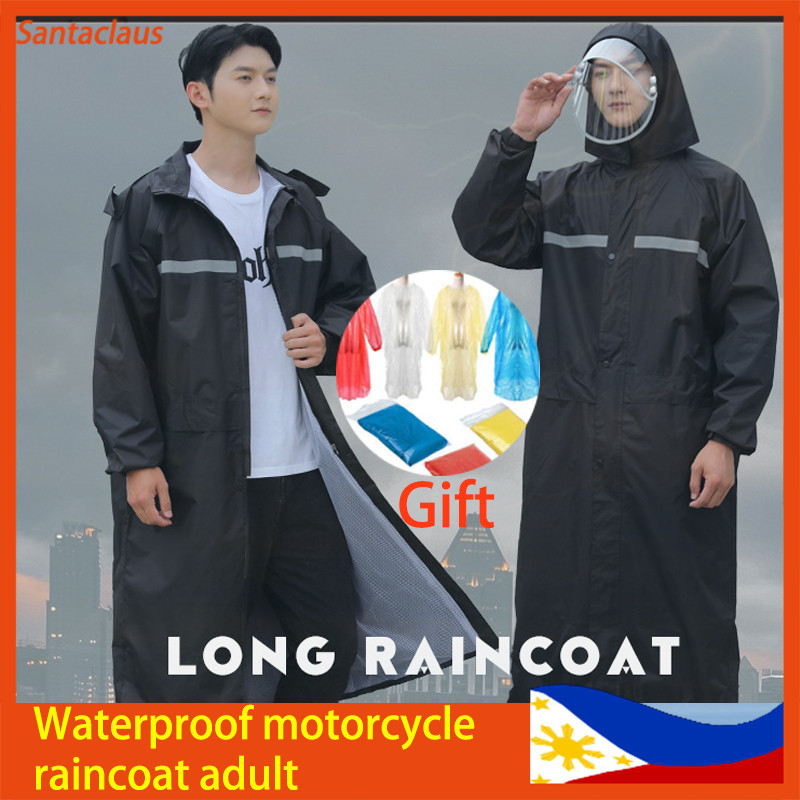 Motorcycle Raincoat Long Adult Reflective Outdoor Rainstorm Proof Trench Coat Waterproof ...