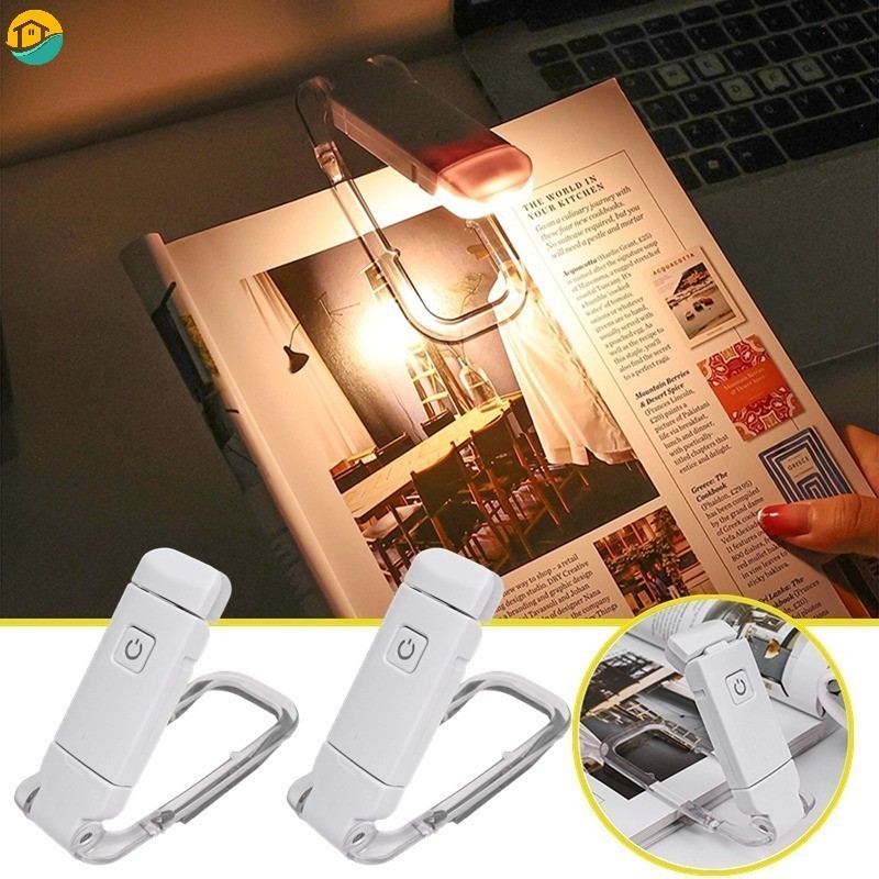 LED USB Clip Book Light Rechargeable Reading Light Eye Protection Night ...