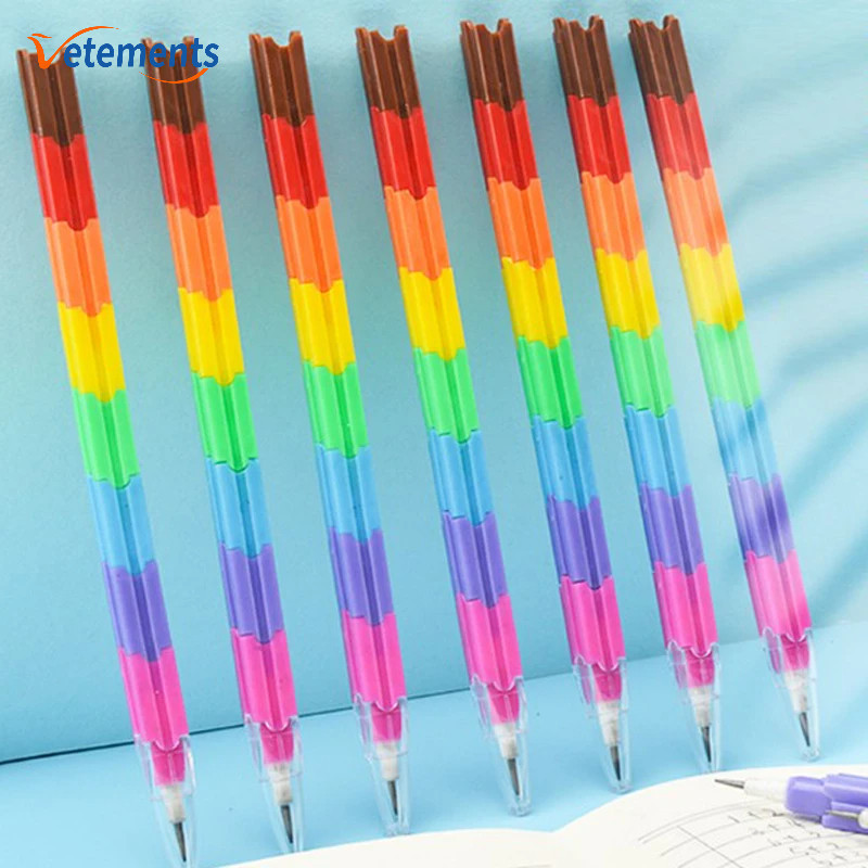 12Pcs/Set Creative Changeable Building Block Pencils - Rainbow Color ...