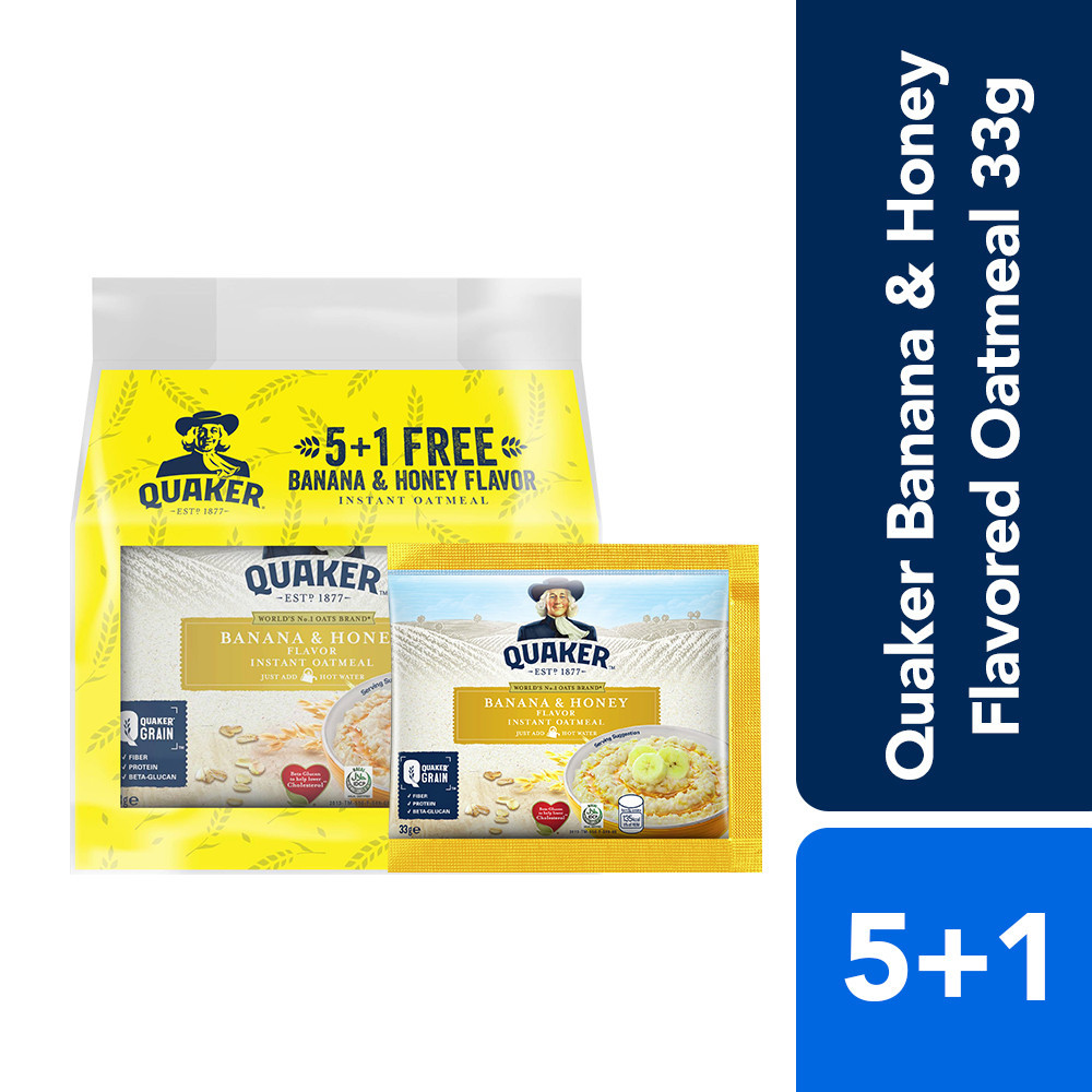 Quaker Instant Oats Banana & Honey 33g (5+1 Polybag) | Shopee Philippines