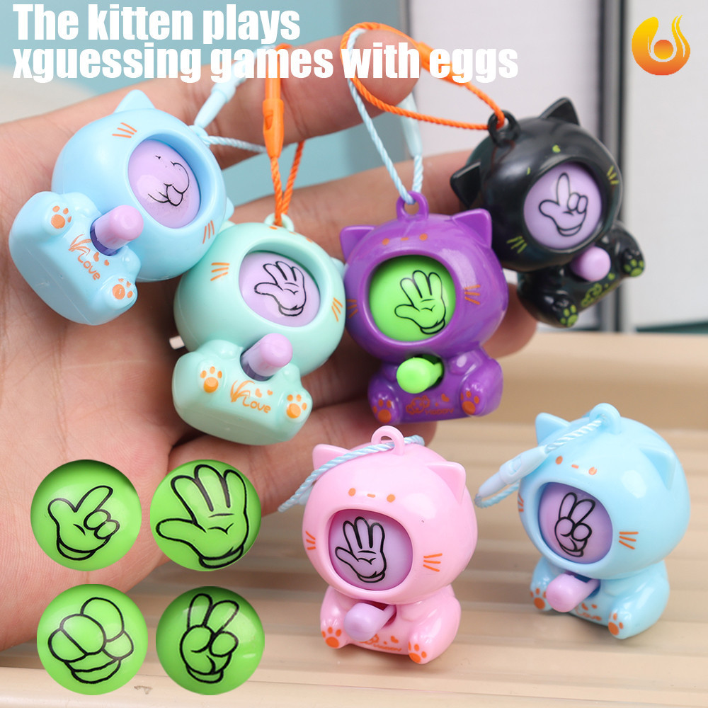 Cartoon Cat Random Guessing Toy Keychain - Children Interactive Props ...