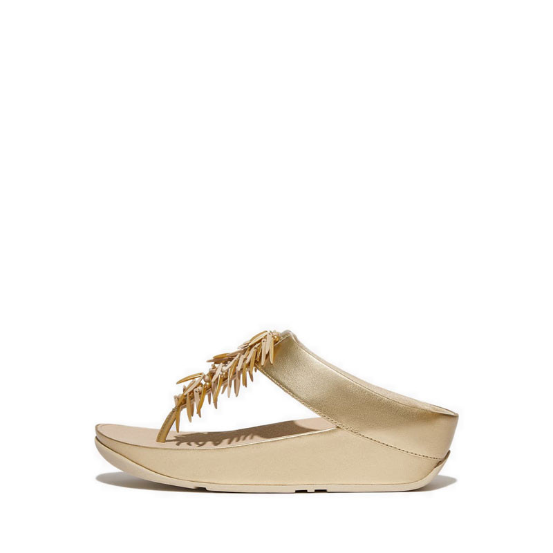 Fitflop Rumba Women's Beaded Metallic Toe-Post Sandals - Platino ...