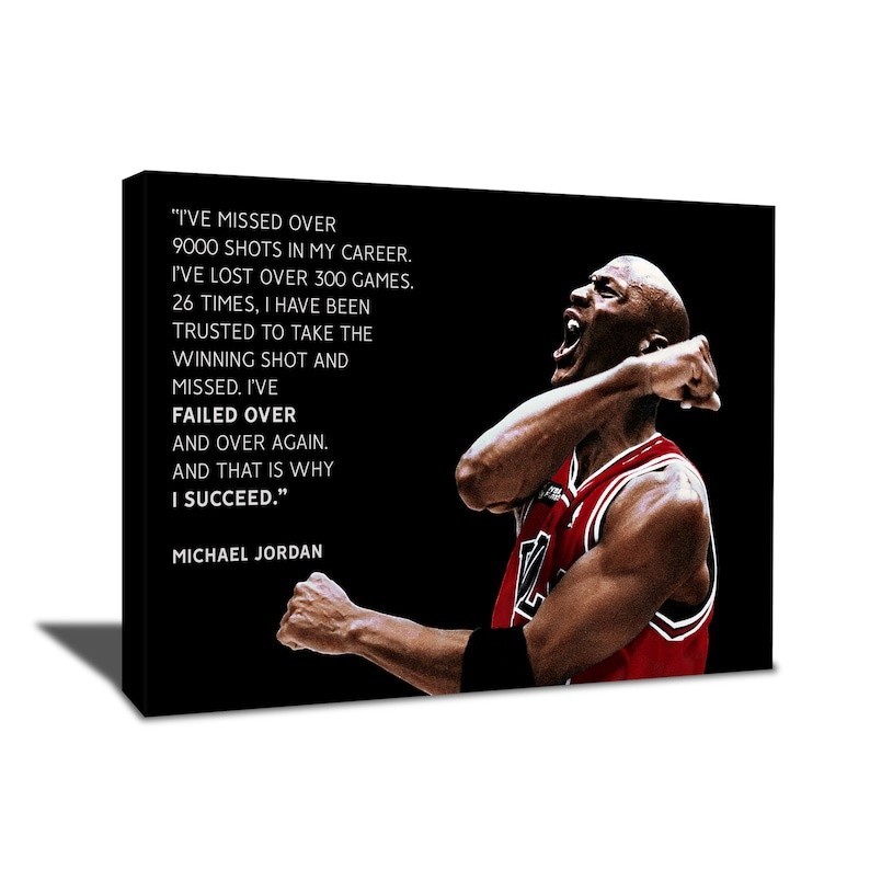 Michael Jordan Quote GOAT Wall Art Canvas MJ Poster Motivational ...