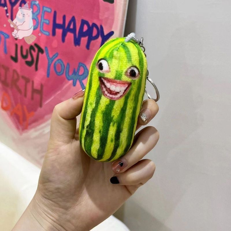 【E.five】 Long Watermelon Plush Pendant Creative Key Chain Funny Toy ...