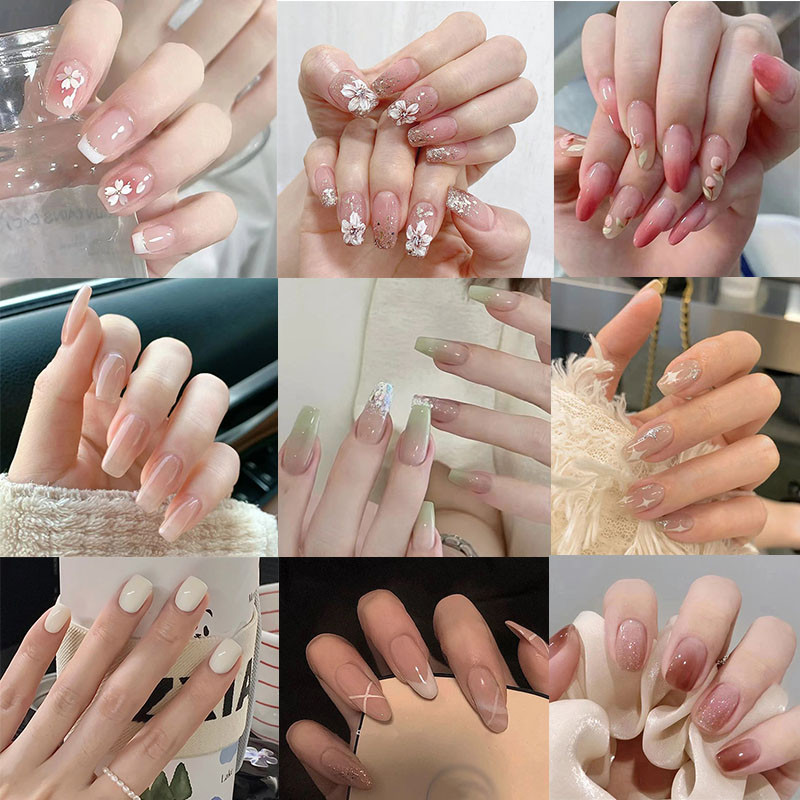 50 Colors Reusable Press-On Nails – 24PCS Cute Cartoon False Nail Tips ...