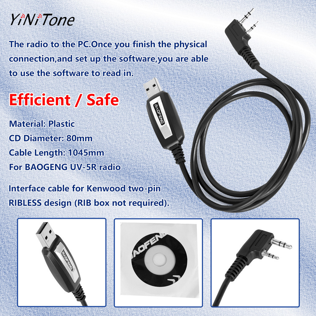 Two Way ham Portable CB radio USB Programming Cable With Driver CD for ...