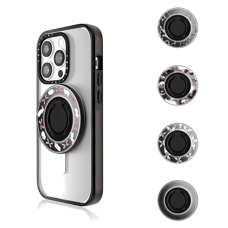 CASETIFY【Bow knot Ribbon rabbit Liquid metal】Snappy Magnetic Grip Stand ...