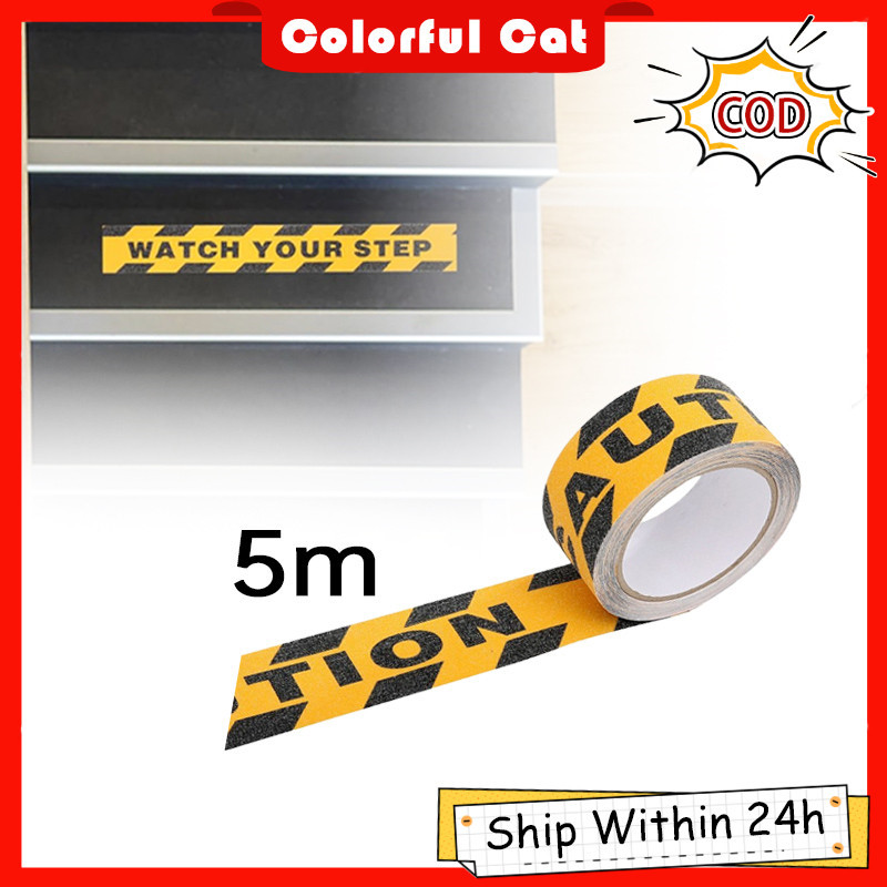 5 Meter Watch Your Step Warning Sticker Stairs Skidproof Stickers ...