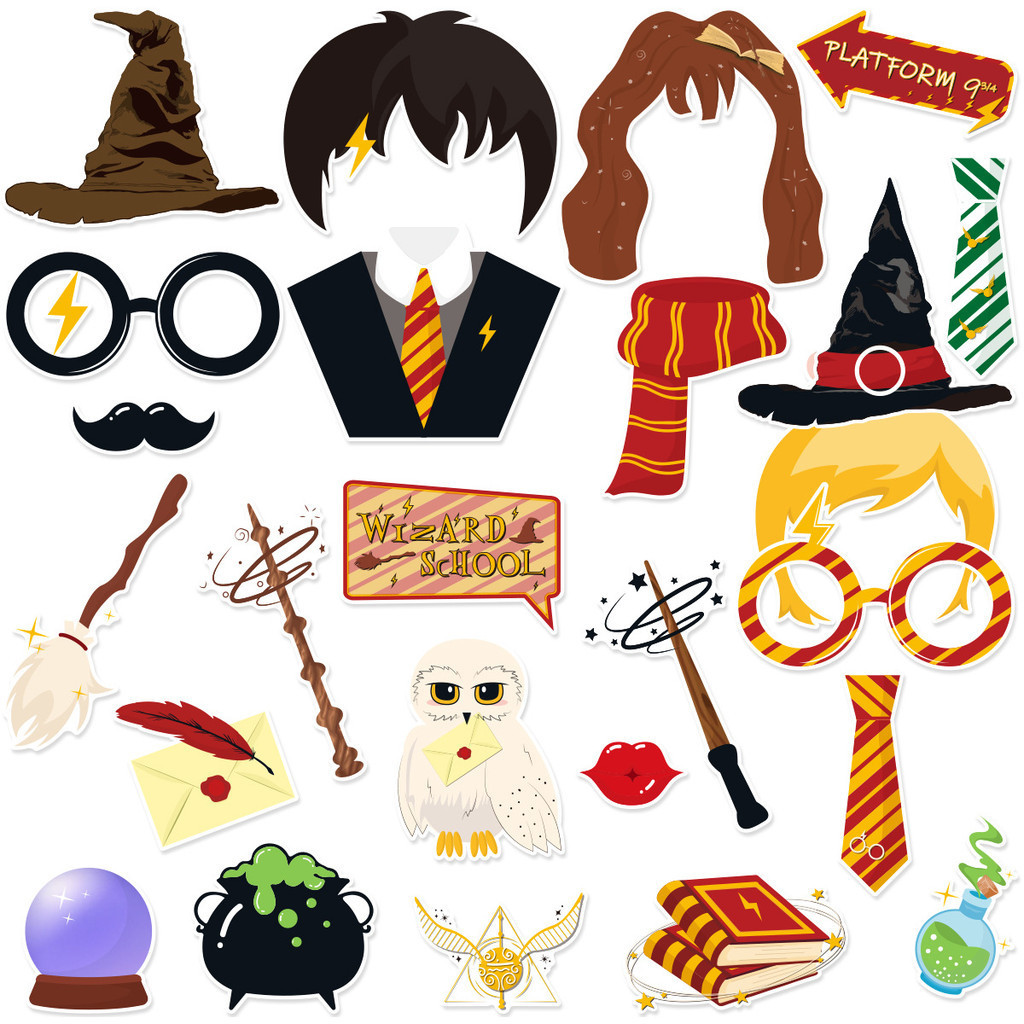 25 Pcs Harry Potter Decorations Photo Booth Props Wizard Magic Theme ...