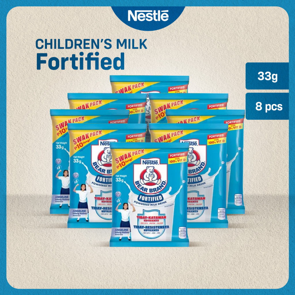 RQ+BEAR BRAND Fortified Powdered Milk Drink 33g - SWAK Pack of 8 ...