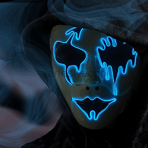Halloween Purge Mask Led Light Up Mask Scary Mask Glow Mask EL Wire LED ...