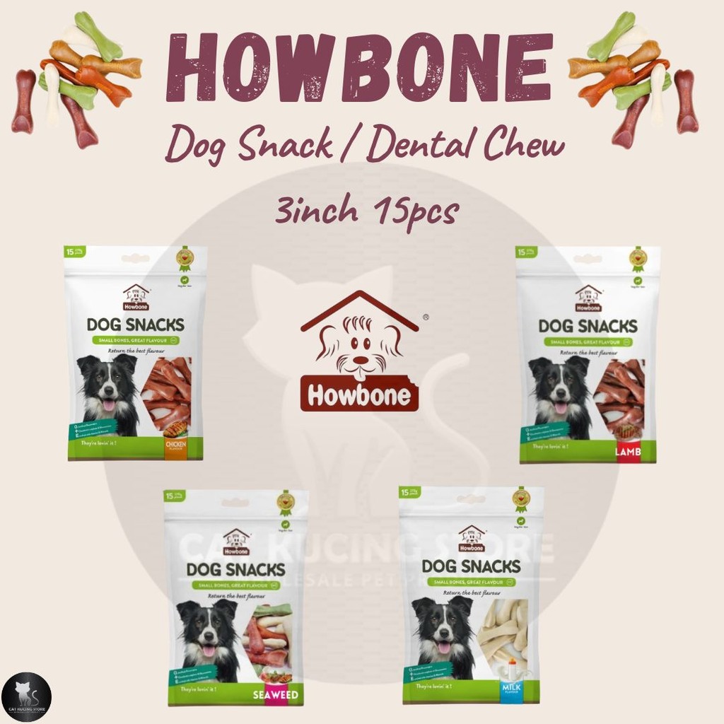 Howbone Dog Snacks/Treats 15pcs (Milk/Lamb/Chicken/Seaweed) | Shopee ...