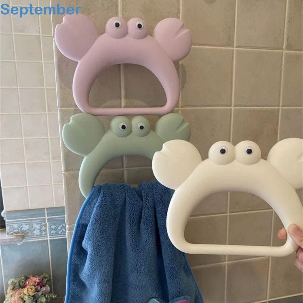 SEPTEMBERHL Cartoon Crab Towel Rack, Wall-Mounted Waterproof Hanging ...