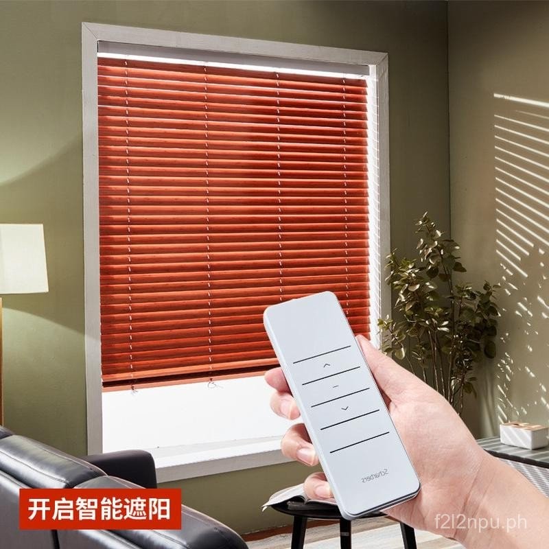 Solid Wood Smart Motorized Blinds Study Bedroom Living Room Venetian ...