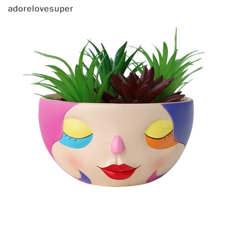 AD1PH Face Flower Pots, Closed Eyes Face Statue, Romantic Resin ...